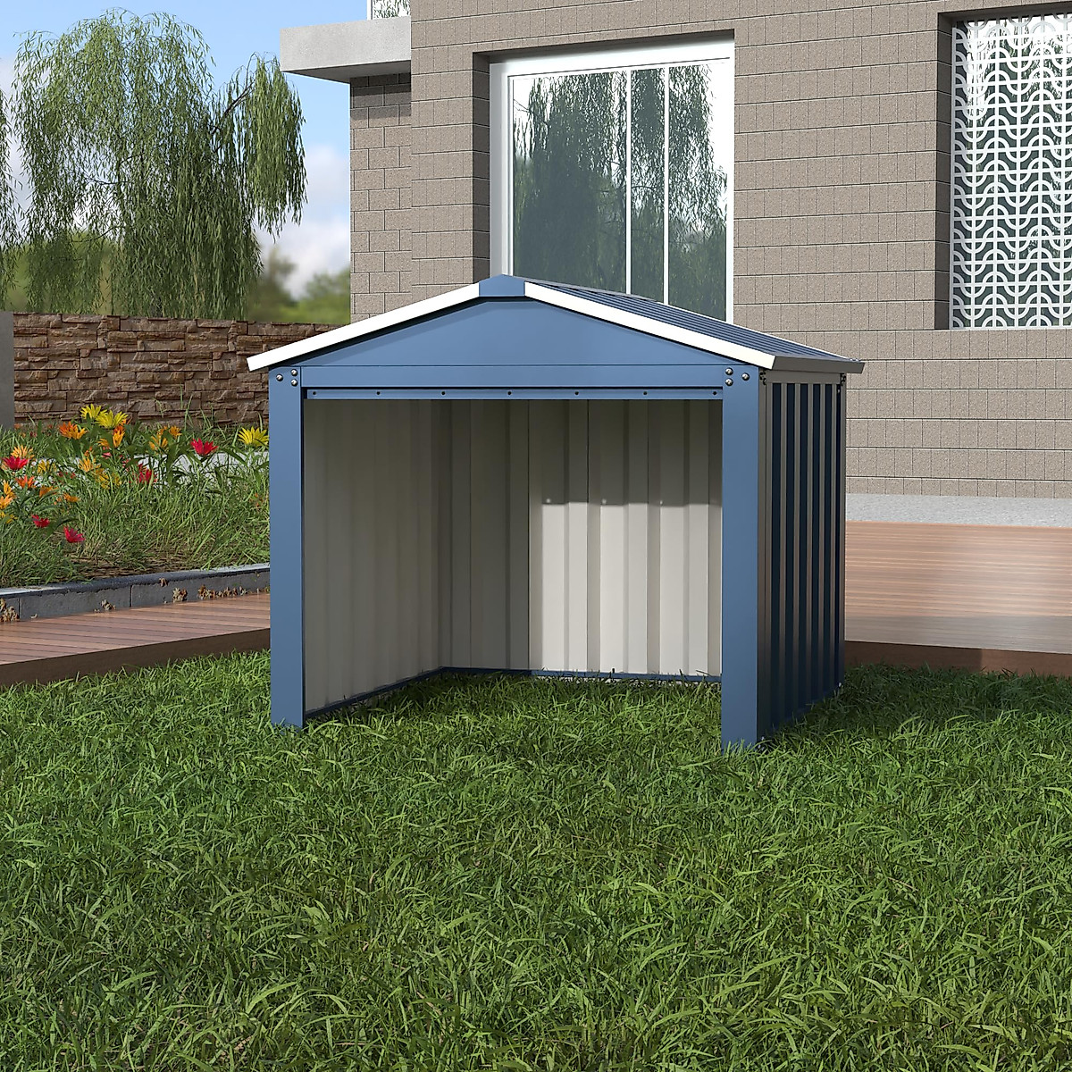 Aobabo Metal Outdoor Storage Shed, 3×3 FT Steel Utility Tool Shed Storage House Without Door, Metal Sheds Outdoor Storage for Backyard Garden Patio Lawn (H2'xW3'x D3') Blue&White
