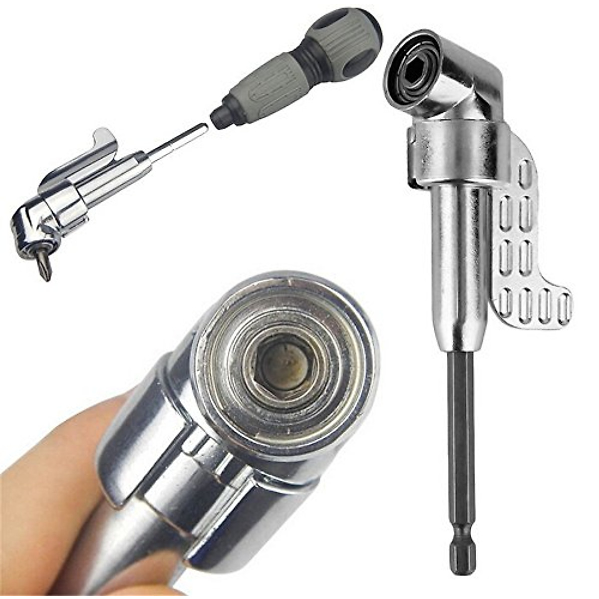 Rocaris 105 Degree Multifunction Right Angle Driver and Screwdriver Drill Attachment with 1/4-inch Hex Quick Change Drive and Magnetic