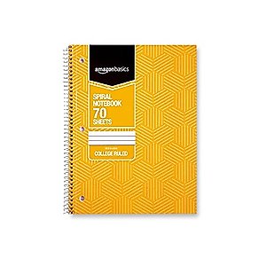 Amazon Basics College Ruled Wirebound Spiral Notebook, 70 Sheet - 5-Pack, Assorted Sunburst Pattern Colors