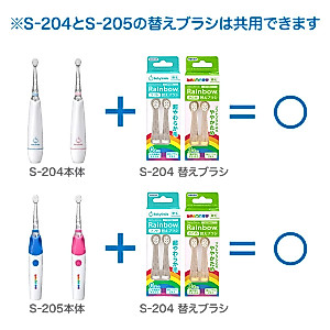 Baby Smile Replacement Brush Heads (Made in Japan) for Kids Sonic Electric Toothbrush, 2 Counts (Soft, for Ages 2-12 Years)