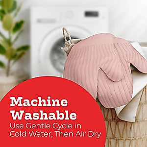 Big Red House Silicone Oven Mitts Heat Resistant Kitchen Gloves with Fingers, Professional Grade Protection for Hot Cooking, Baking - Pink Pair