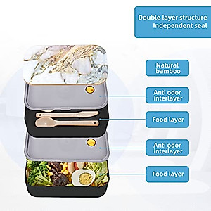 KOOLR Marble Print Bento Box Adult Lunch Box With 2 Compartments Stackable For Work Picnic Leak Proof Bento Box