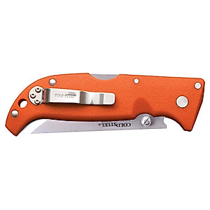 Cold Steel Finn Wolf 3.5in AUS8A Razor-Sharp Straight Back Blade 4.375in Griv-Ex Blaze Orange Handle Hunting Folding Knife, Boxed