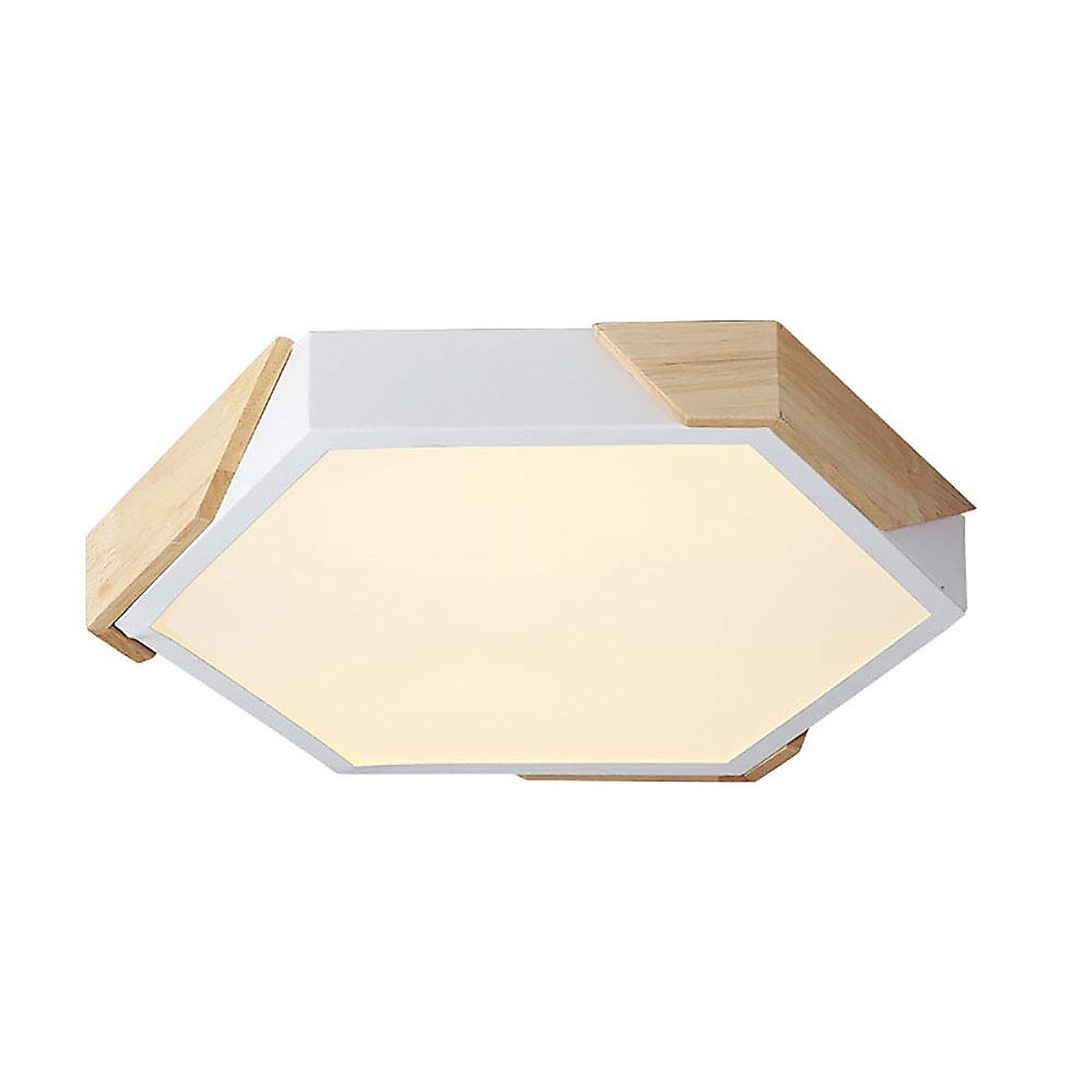 ZZZYZ Modern White Wooden LED Ceiling Light Fixture with Remote Ceiling Lamp Dimmable Hexagon Ceiling Light for Living Room Bedroom Kitchen Hallway Entry-Cold White Light 40cm