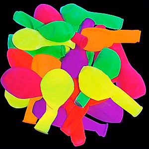 12inch UV Neon Balloons Glow in the Dark Blacklight Glow Party Balloons 5 Colors Fluorescent Latex Neon Glow Balloons for Blacklight Party, Birthday, Wedding Neon Party Supplies and Decorations