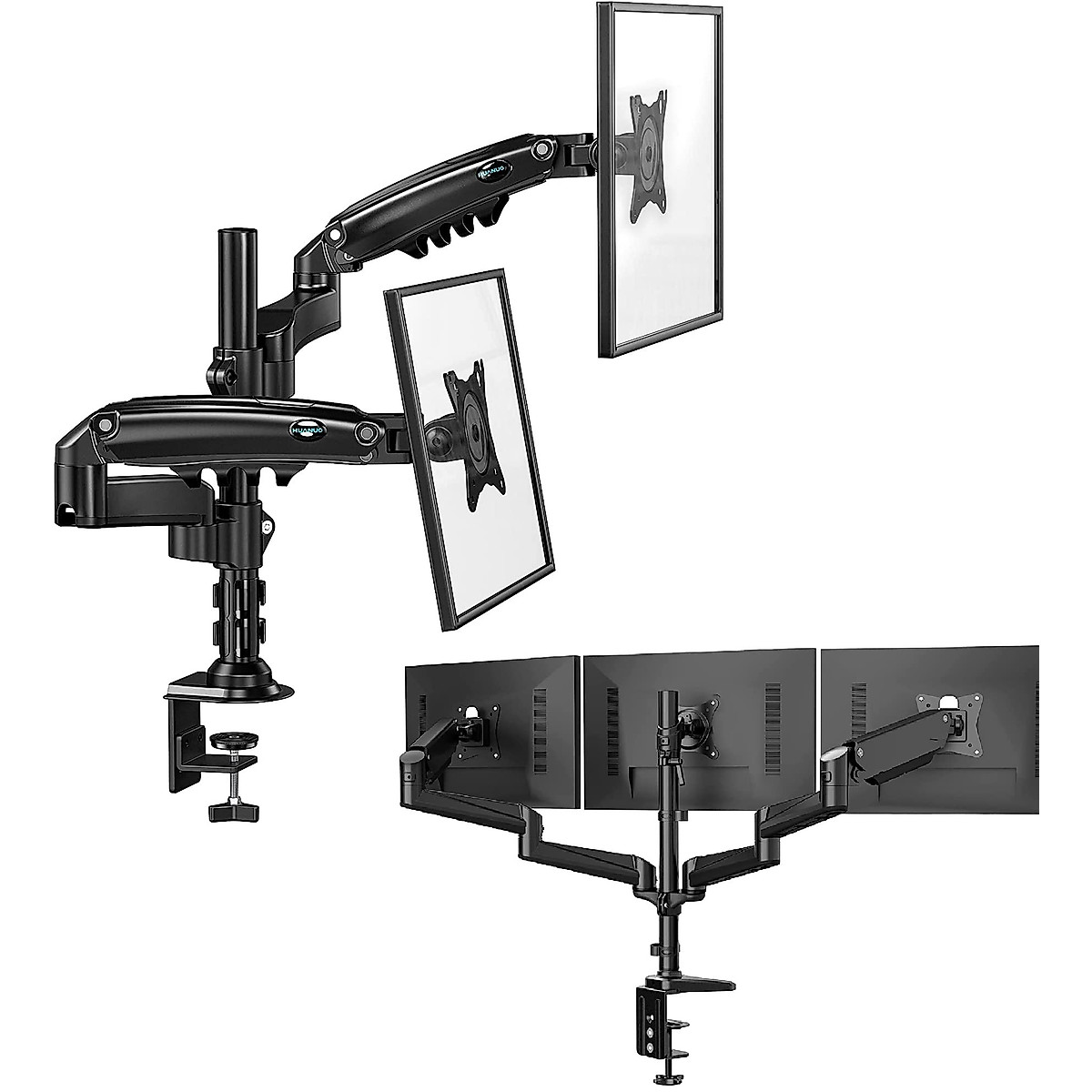 HUANUO 13-32 Inch Monitor Mount 2 Monitors & Triple Monitor Mount