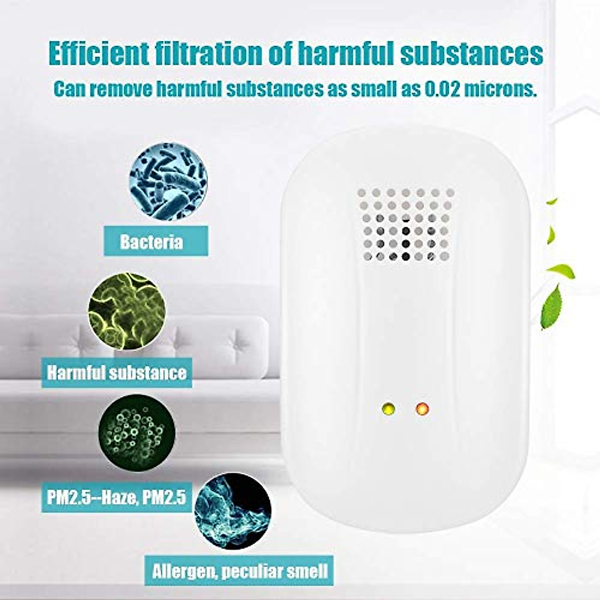 Air Purifier for Home Room, Mini Household Air Purifier Air Filterair Moisturizing Household Filter for Allergies, Pets, Smoke, Dust (White)