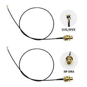Highfine 2 x 2.4GHz 6dBi Indoor Omni-Directional WiFi Antenna 802.11n/b/g RP-SMA Female Connector + 2 x 20cm/8" U.FL/IPEX to RP-SMA Pigtail Antenna WiFi Cable