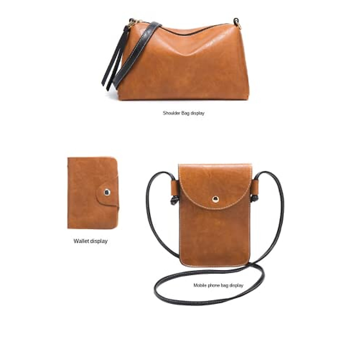 Women Fashion Handbags Wallet Tote Bag Shoulder Bag Top Handle Satchel Purse Set 4pcs bags for women (brown)
