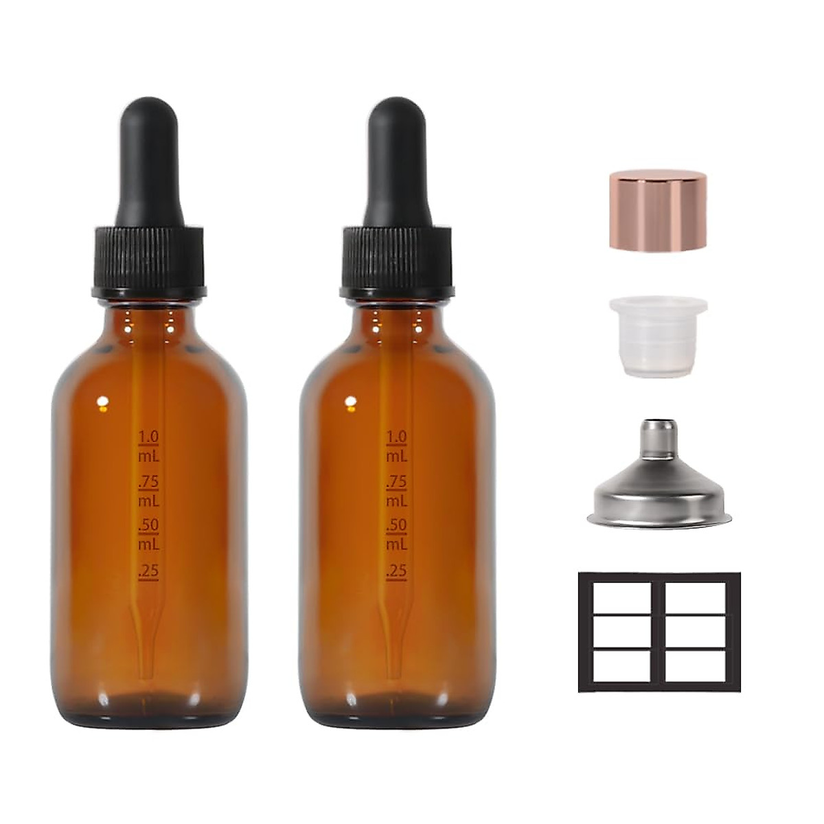 StellaCare 2oz, 2 Pack, Dropper Bottle, Amber Oil Eye Dropper, Droppers for Oils, Leak Proof Travel Bottles