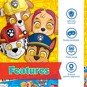 Unique Paw Patrol Masks for Kids Birthday Party Favors and Decorations with Buttons - 16 Pack