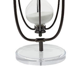 Deco 79 Sophisticated Metal Glass Acrylic Sand Timer, Black, 6”L x 6”W x 12”H, (53422)
