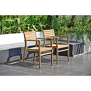 Amazonia Teak Coventry 2-Piece Teak Stacking Chairs, Light Brown, 22lx20wx31h (SC NINIA Stack)