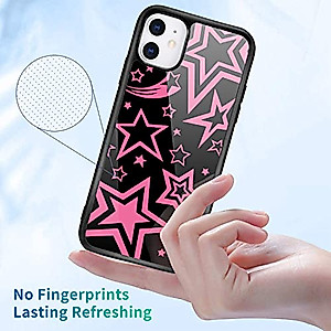 Wihytec Pink Star Phone Case for iPhone 13 Stars Case Cover TPU Bumper Hard Back Shockproof Phone Case Girly Protective Phone Cover with Design