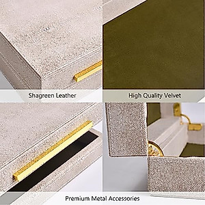 PETIARKIT Set of 3 Faux Leather Decorative Storage Boxes with Lids - Jewelry and Accessory Organizer for Women and Men, Countertop Home Decor (Beige)