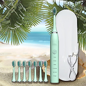 Electric Toothbrush, IPx7 Tooth Brush with 8 Brush Heads 5 Cleaning Modes 4 Adjustment Forces Toothbrush Box Smart 20-Speed Timer Longer Life Faster Charging, Upgraded Toothbrush for Women Men #