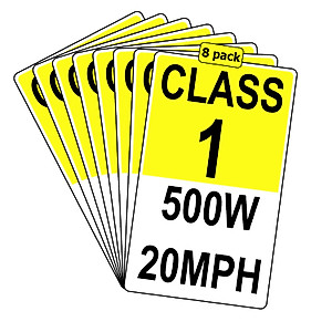 8 Pack Electric Bicycle Frame Identification Class Number Stickers Decals 2X 3.5 Inch - E-Bike Class Number Sign Mark Weatherproof E-Bike Stickers for Electric Bicycle Class Number,Class 1 500W 20MPH