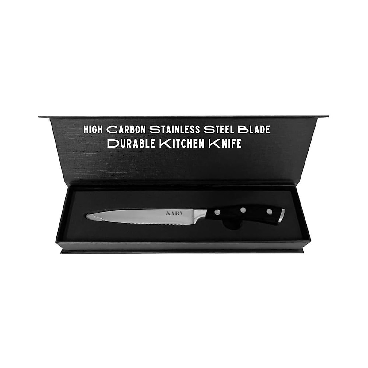 Karv Serrated Kitchen Knife - 5 Inch High Carbon Stainless Steel Full Tang Premium Steak Knife - Knife for Bread, Tomato, Steak and Everyday Kitchen Use