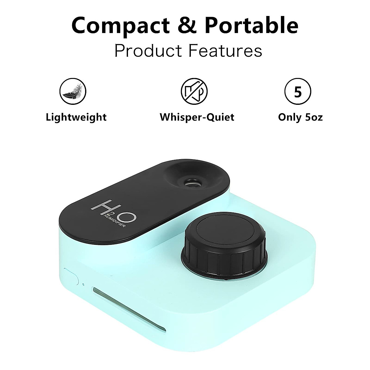 Personal Portable Travel Humidifier Ultrasonic Cool Mist Water Bottle with Auto Shut-Off, Adjustable Travel USB Mini for Car Home Bedroom Office Hotel (Green)