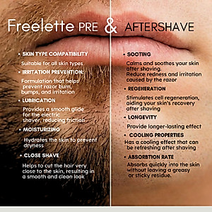 Pre Electric Shave After Shave Lotion Cream - Best For Close Shave - Smooth Irritation-Free Shaving - Shooting and Moisturising Formula Balm. Freelette (Original)