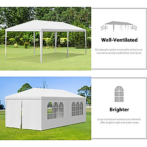 Smartxchoices 10' x 20' Outdoor White Waterproof Gazebo Canopy Tent with Removable Sidewalls Windows Heavy Duty Tent for Party Wedding Events Beach BBQ…