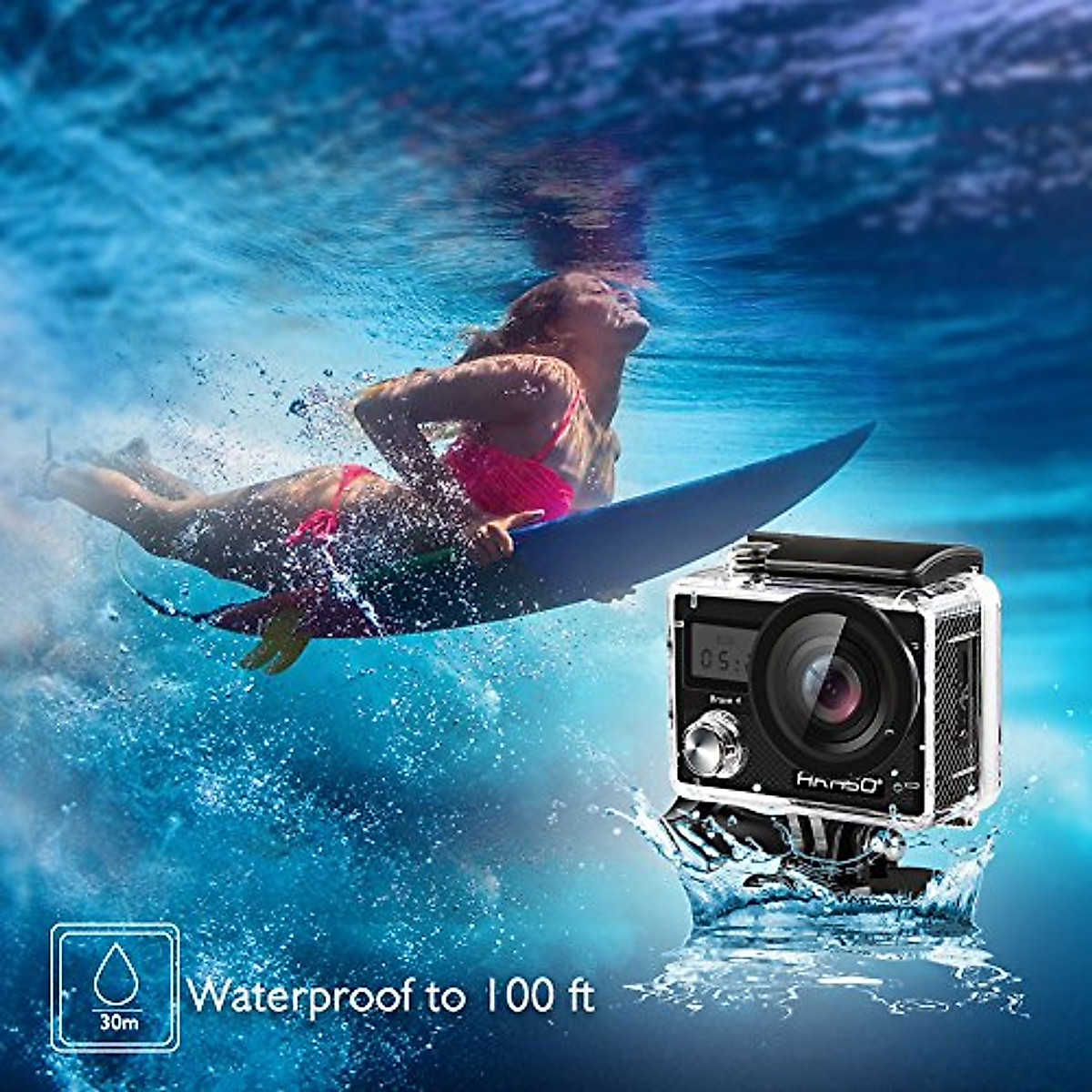 AKASO Brave 4 4K 20MP WiFi Action Camera Ultra HD with EIS 30m Waterproof Camera Remote Control 5X Zoom Underwater Camcorder with 2 Batteries and Helmet Accessories Kit Support External Microphone