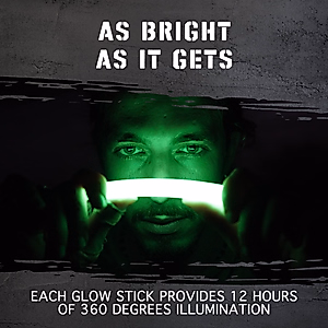 12 Ultra Bright Emergency Glow Sticks - Individually Wrapped Long Lasting Industrial Grade Glowsticks for Survival Gear, Camping Lights, Power Outages and Military Use (Green)