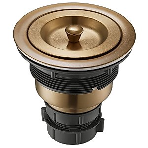 Cipotal Kitchen Sink Strainer Assembly, 304 Stainless Steel with Plated Color, Fit 3-1/2" Drain, Removable Waste Basket and Lid, Brushed Gold