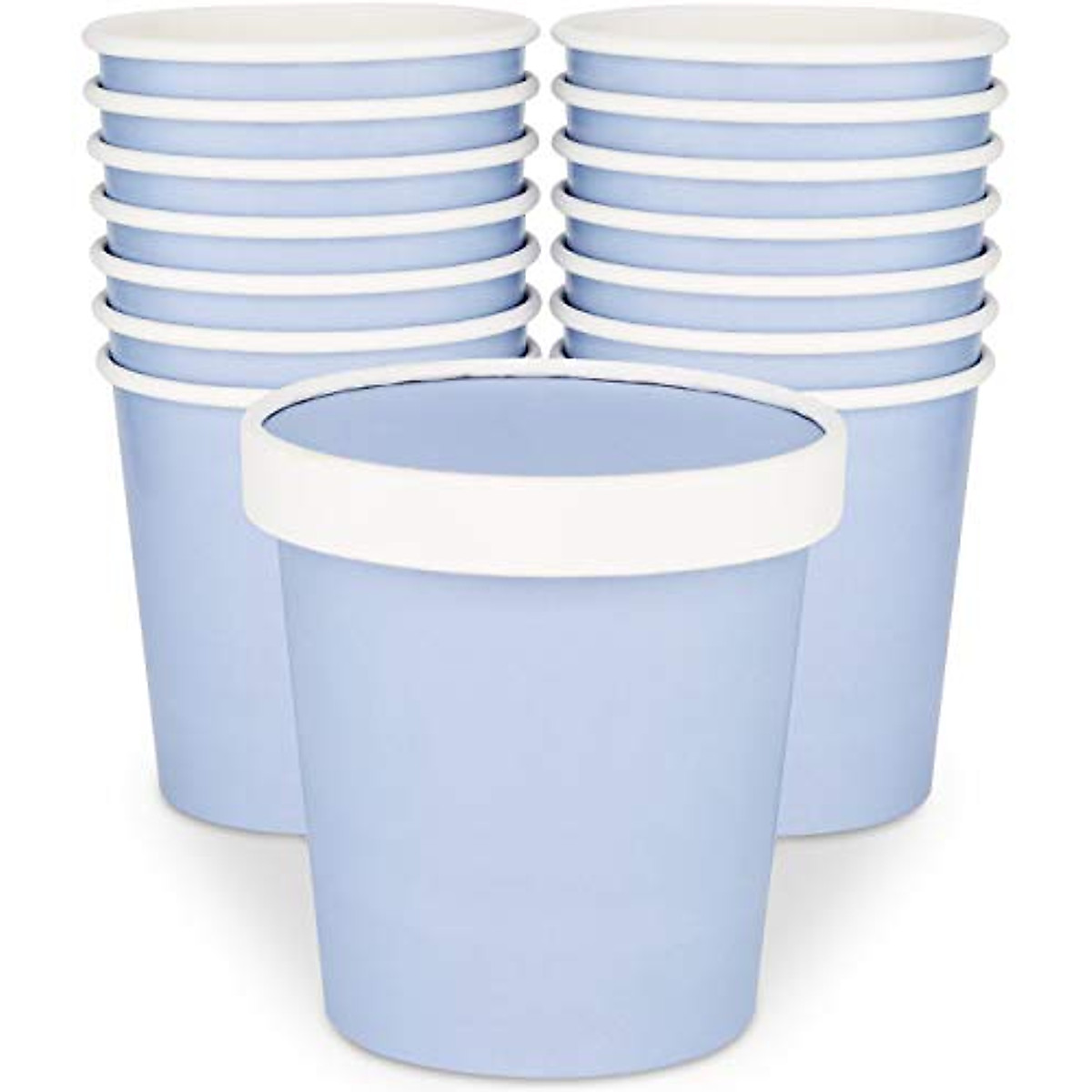 Glowcoast Ice Cream Containers With Lids - 16 oz Pint Disposable Ice Cream Storage Container for Homemade Icecream. Freezer-Safe Paper Tub with Lid Protect Frozen Desserts like Yoghurt (Blue, 25)