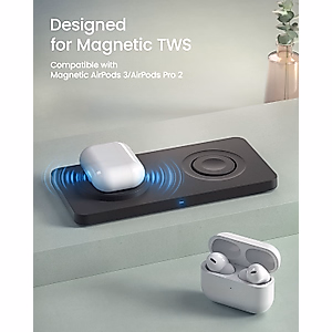 Wireless Charging Pad for Apple Device, GEEKERA Magnetic 2 in 1 Dual Wireless MagSafe Charger for iPhone 15/14/13/12 Pro Max/Pro/Mini, Apple Watch Ultra/8/7/6/SE/5/4/3, AirPods 3/Pro 2