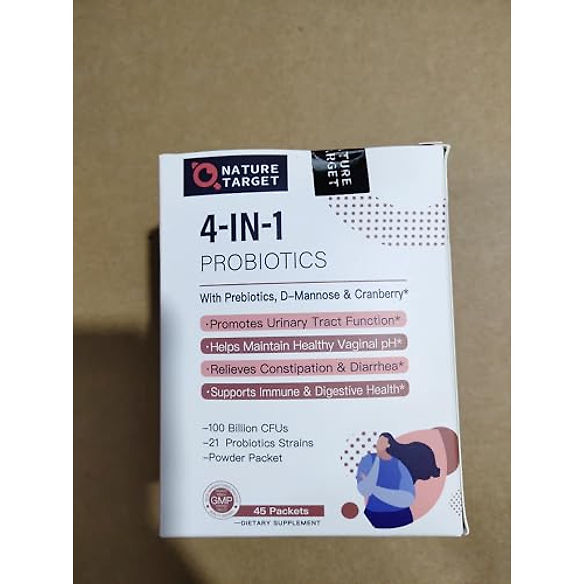 NATURE TARGET Probiotics-for-Women Prebiotics-and-Probiotics-Powder, 100-Billion-CFUs 45-Day-Supply, Women's-Probiotic with D-Mannose and Cranberry for Urinary Tract/Gut/Digestive Health