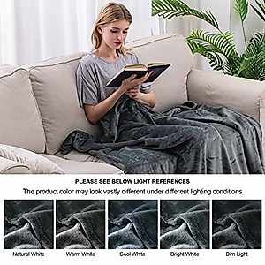 SE SOFTEXLY Super Soft Flannel Fleece Blankets Throw Size (Grey, 50"x60"), Lightweight Cozy Throw Blankets for All Season, Warm Bedding Blanket for Home Bed, Sofa & Dorm