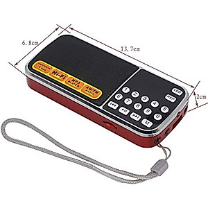 AM FM Portable Pocket Radio Music Player Support Micro SD/TF Card USB Slot (Red)
