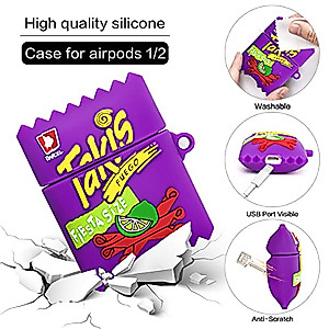 2Pack for Airpod 2/1 Case, Soft Silicone Cute Cartoon Kawaii Funny Cover Food Fashion Protective Skin for Air Pods Compatible with Airpods 2&1 (Teki Potato +Color Candy)