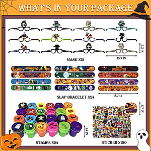 Generic Halloween Party Favors Halloween Toys - 160Pcs Halloween Supplies Favors Halloween Slap Bracelets Halloween Stickers Halloween Stamps for Kids Halloween Party Favor Halloween Treat Bags Gifts