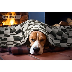 Checkered Baby Blanket for Girls Boys Soft Fleece Fluffy Fuzzy Chessboard Grid Toddler Blanket for Kids Lightweight Bed Blanket for Infant or Newborn Home Decor (Black)