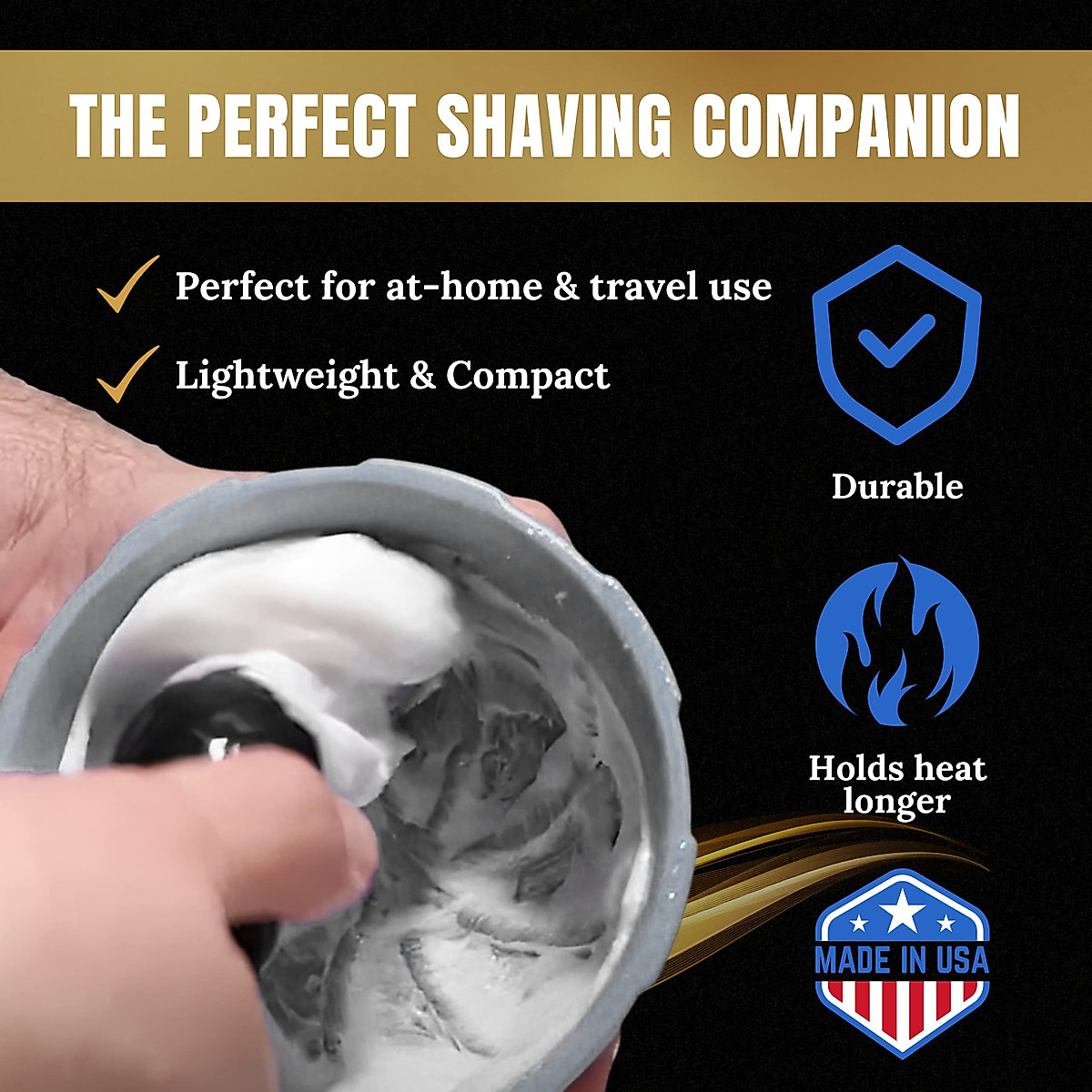 TIMELESS RAZOR Gray Shaving Bowl w/Ridges - Mixes Mens Shaving Cream & Shaving Soap - Durable & Holds Heat Longer - Whip a Quick, Rich & Thick Lather - USA Made