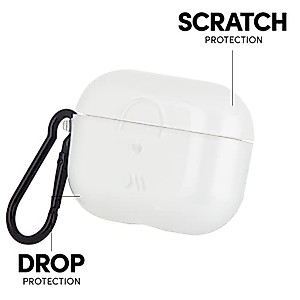 Case-Mate Protective AirPod Pro Case Cover, Soft Silicone Cover with Keychain Ring for Men and Women, Compatible with Apple AirPods Pro, Front LED Visible - Clear