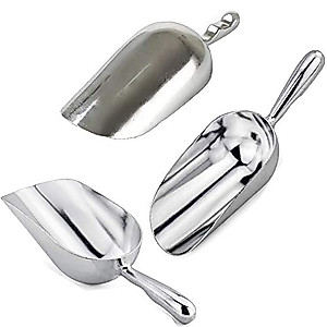 Ice Cube Scoop Cast Aluminum Shovel Scoops Kitchen Utility Scoops Set Contoured Handle, Ice Scooper for Ice Maker Freezer Coffee Bean Food Candy Flour Popcorn Rust Free 12 oz