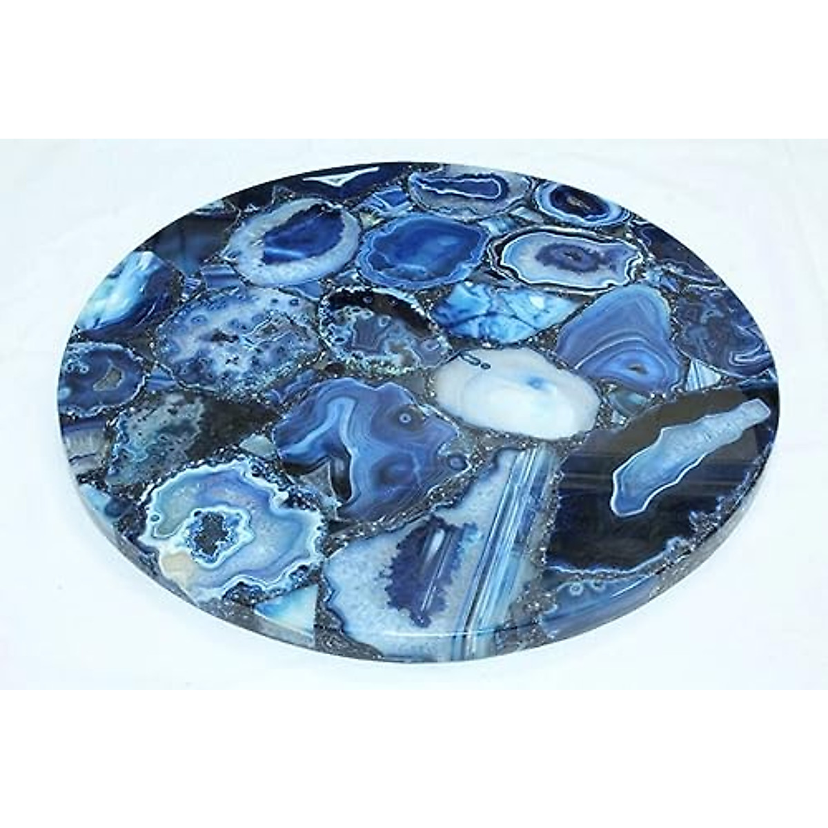 54 x 54 Inches Black Agate Stone Resin Art Living Room Table with Luxurious Look Round Shape Marble Dining Table Top