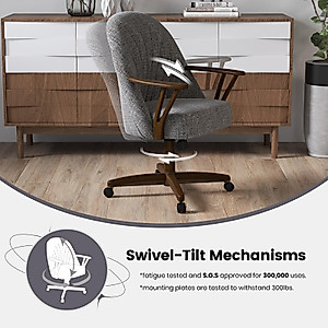 Chromcraft Caster Swivel Tilt Dining Chairs, Luxe Casual Wooden Arm All-Metal Pedestal Base Chairs with Rolling Wheels for Kitchen(Fonzo Marble-Walnut)