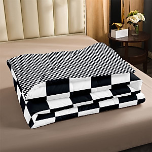 Erosebridal Black Grid Comforter Set Twin Black and White Checkered Bedding Set Reversible Farmhouse Buffalo Plaid Comforter for Kids Boys Teen Bedroom,Gingham Duvet Insert with 1 Pillow Case