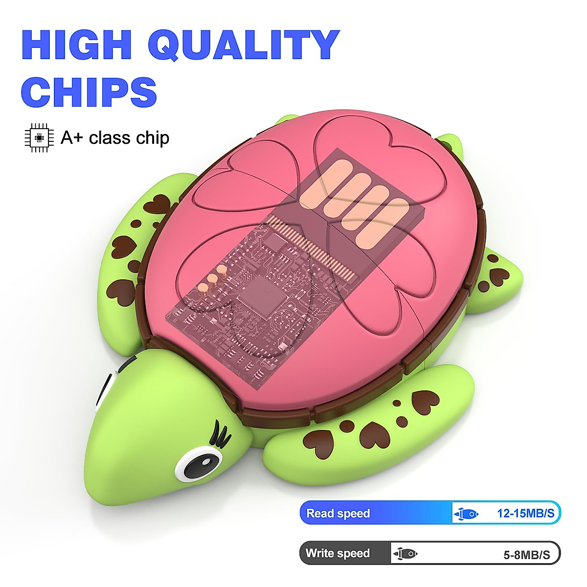 Thumb Drive 64GB Cute USB Flash Drive Keychain Kepmem 64G Novelty Jump Drives Zip Drive Baby Sea Turtle 64 GB USB 2.0 Memory Stick Pendrive for Home Family Video