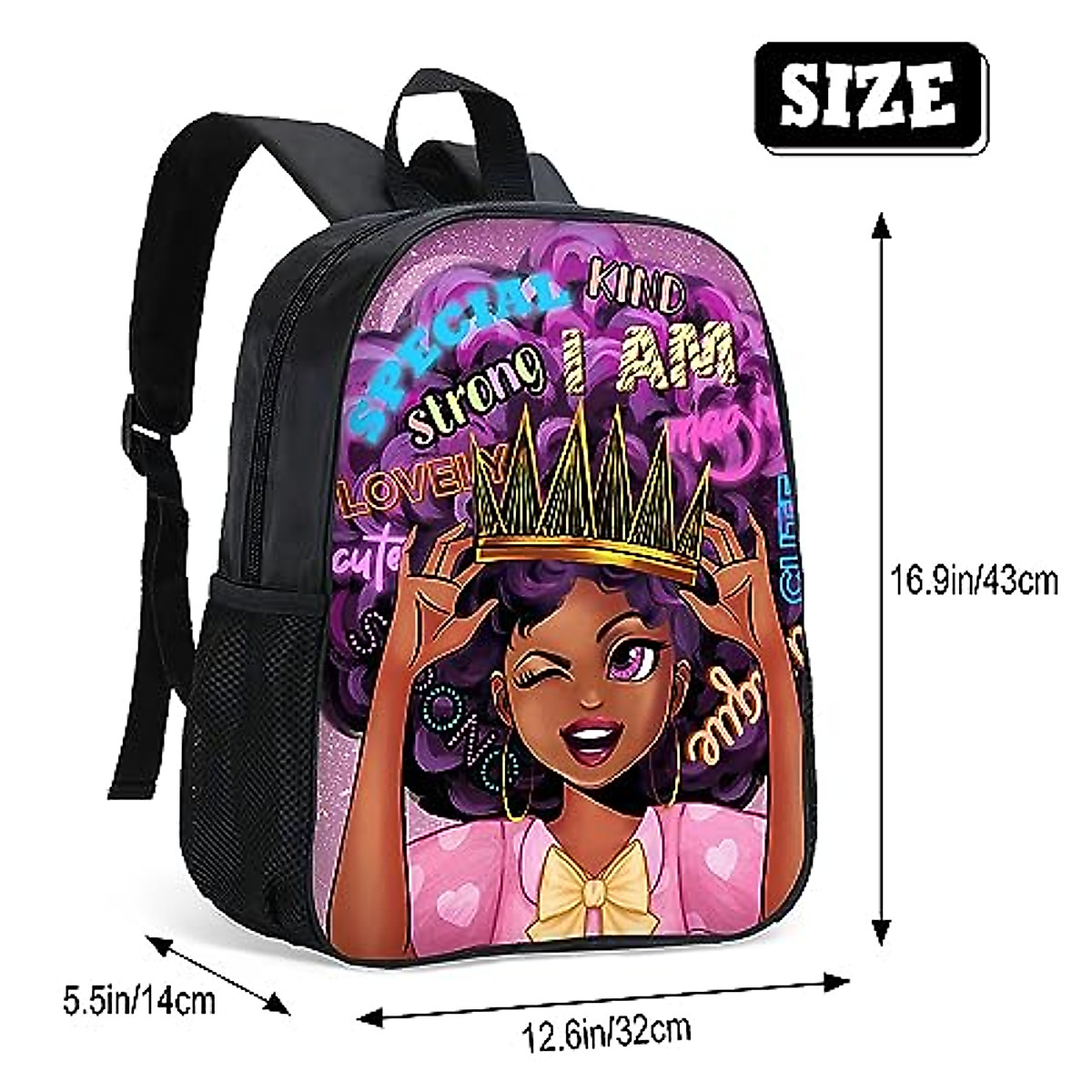 Afro Black Women Backpack African Women Laptop Shoulder Bag African Bookbag for Women Men Cute Lightweight Durable for Sports Picnic Travel Office Casual Daypack 17 Inch