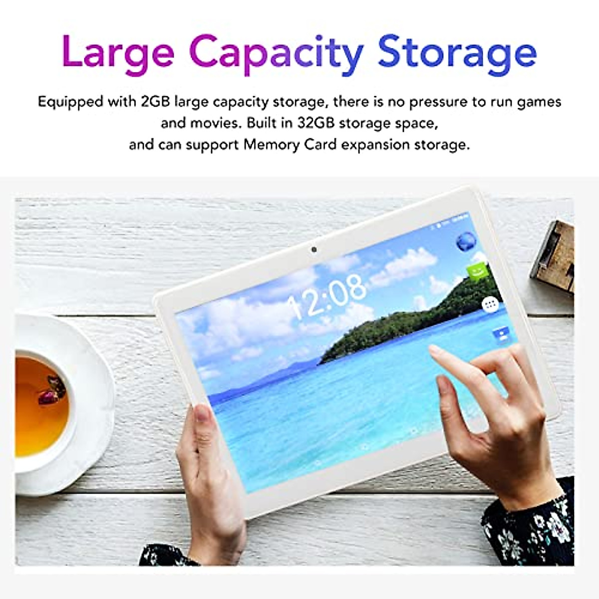 Dual Sim Dual Standby HD Tablet 2GB RAM 32GB ROM Multifunctional Storage 10.1 Inch High Capacity HD Tablet for Work Study (US Plug)