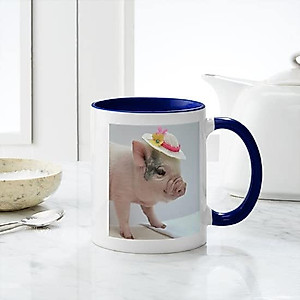 CafePress Micro Pig With Summer Hat Small Mug Ceramic Coffee Mug, Tea Cup 11 oz