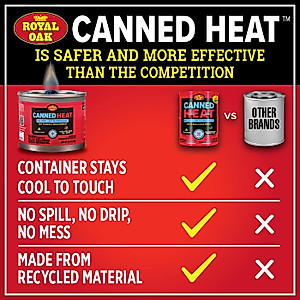 Royal Oak Canned Heat 12 Pack 6 Hour Fuel, Easy Open, Resealable, Non-Drip, for Food, Chafing Dishes, Buffet Burners, Parties, Weddings, BBQs, Small, Red