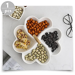 Cabilock Heart-shaped Dim Sum Plate Veggie Dip Fruit Basket Bowl Snack Serving Plate Divided Appetizer Tray Appetizer Serving Tray Porcelain Jewelry Plate Food White Ceramics Bamboo Camping
