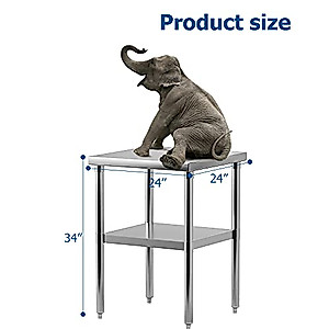 RIEDHOFF Stainless Steel Work Table 24" x 24" with Undershelf, [NSF Certified][Heavy Duty] Commercial Kitchen Prep Table for Home, Restaurant, Hotel