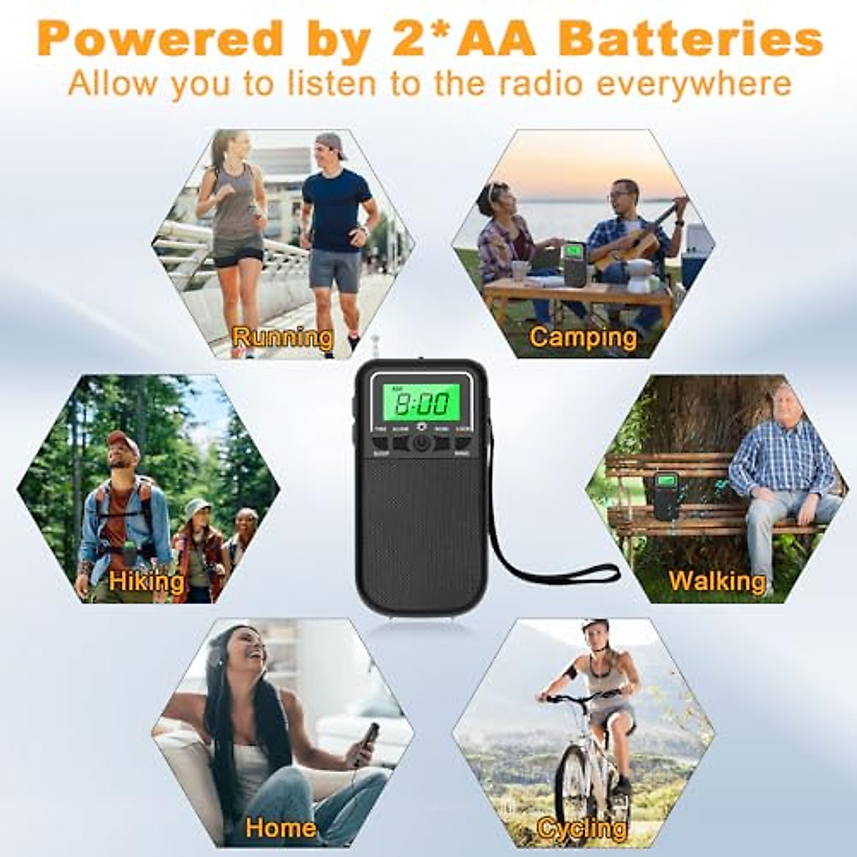 Portable Radio AM FM SW, Transistor Radio with LED Flashlight, 2AA Battery Operated Radio for Long Range Reception, Emergency Pocket Walkman Radio for Indoor, Outdoor,Walk,Jogging,Gym,Camping